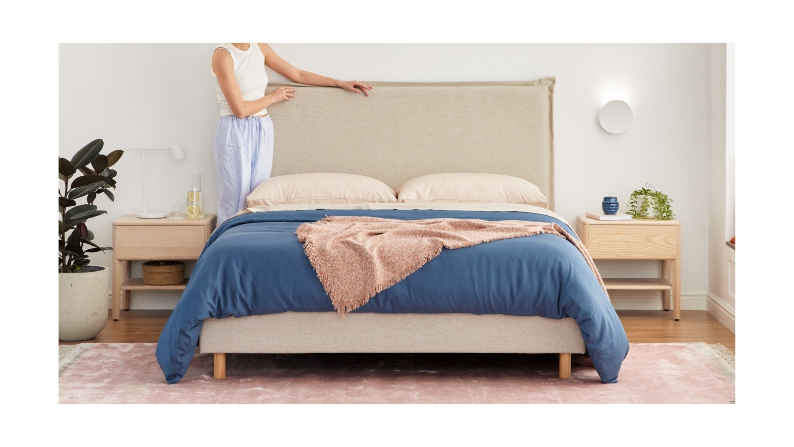 (Oyster Shell) King Size Alta Bed Frame (Free Metro Delivery) - Ecosa AU