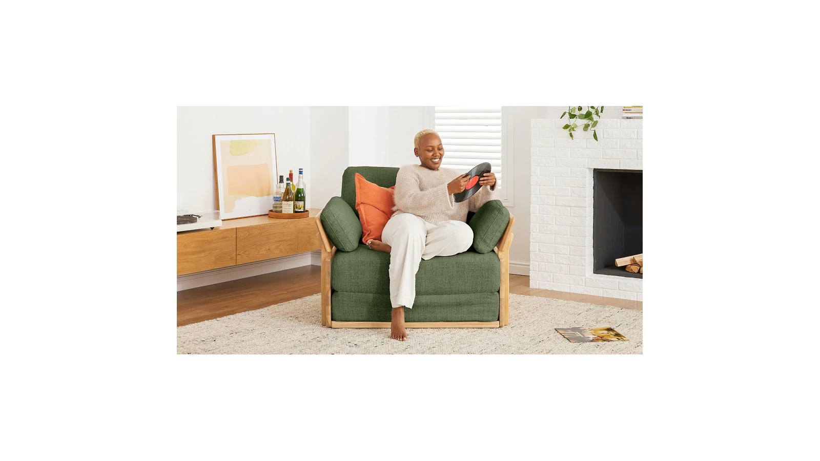 Echo Wooden Armchair (Single Sofa Bed) - Ecosa NZ